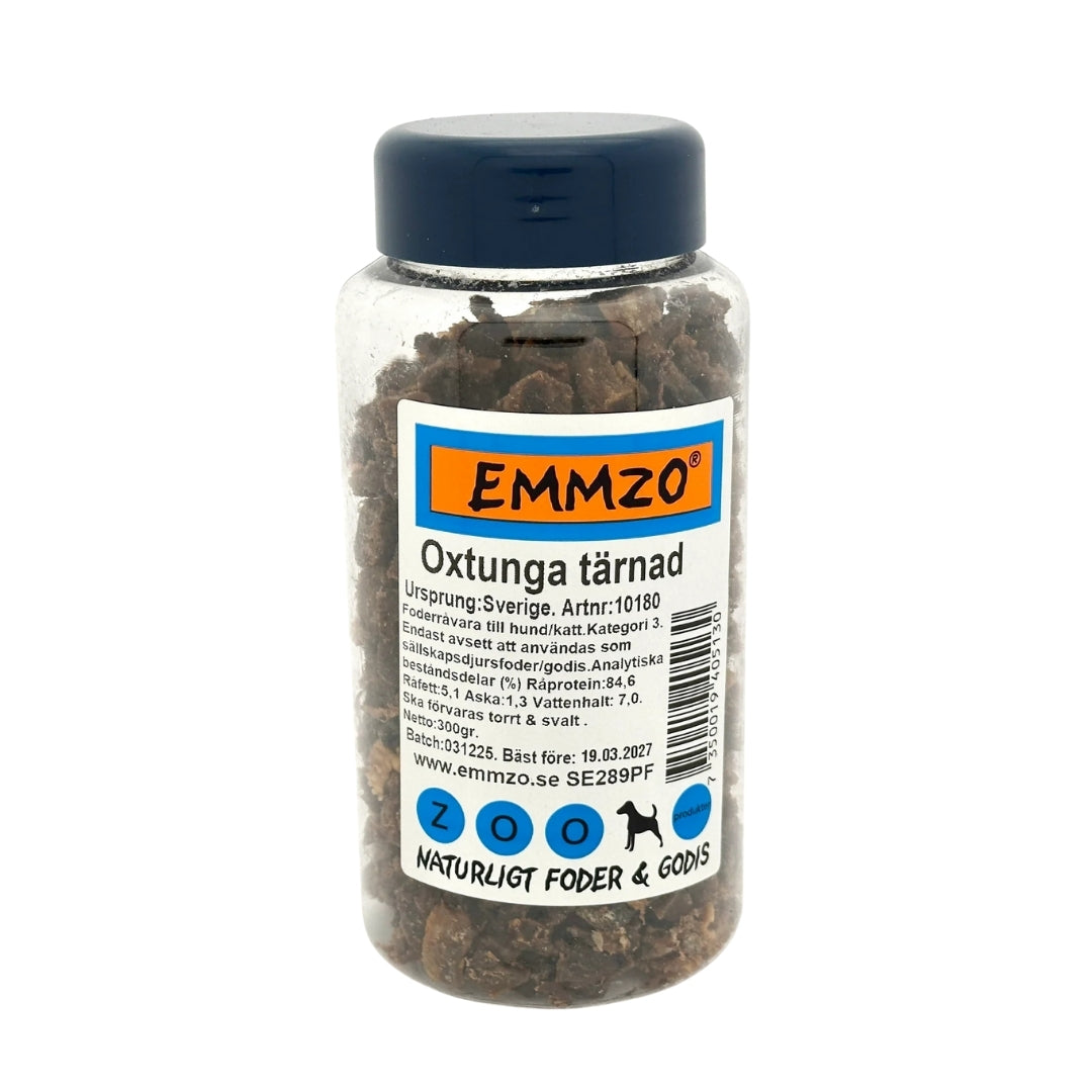 Emmzo - Svensk oxtunga tärnad (300g) – Hundben.se